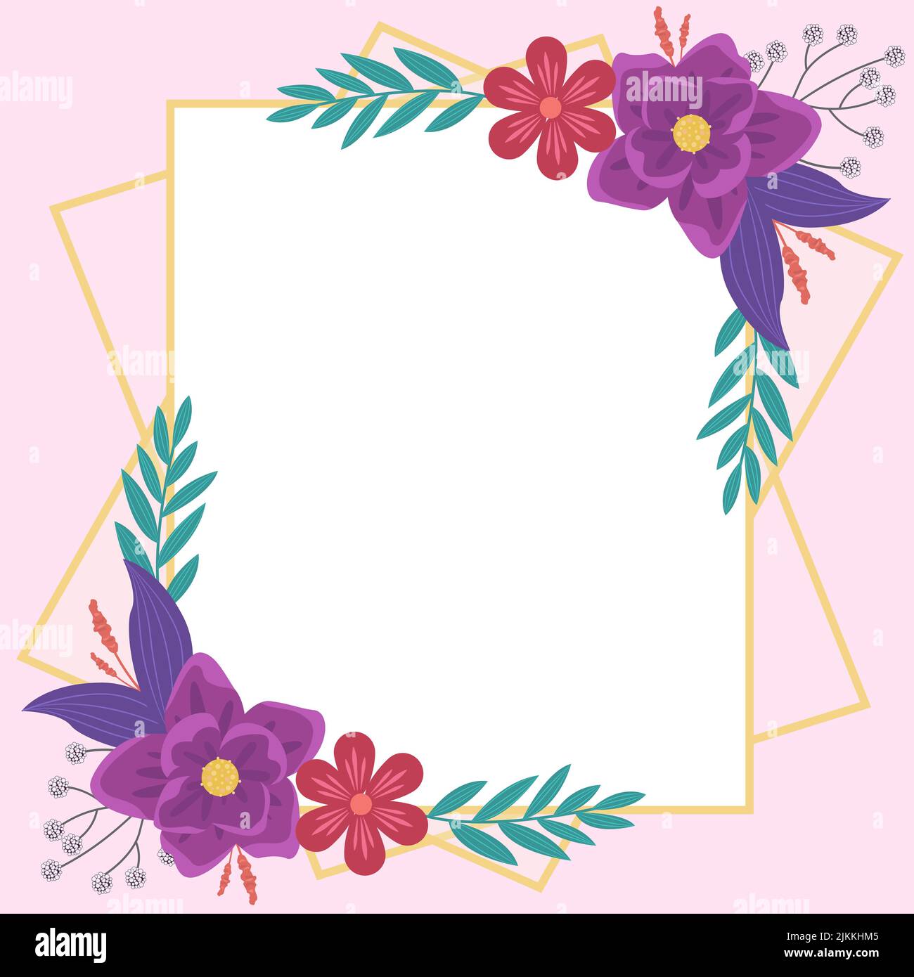 Frame With Leaves And Flowers Around And Important Announcements Inside ...