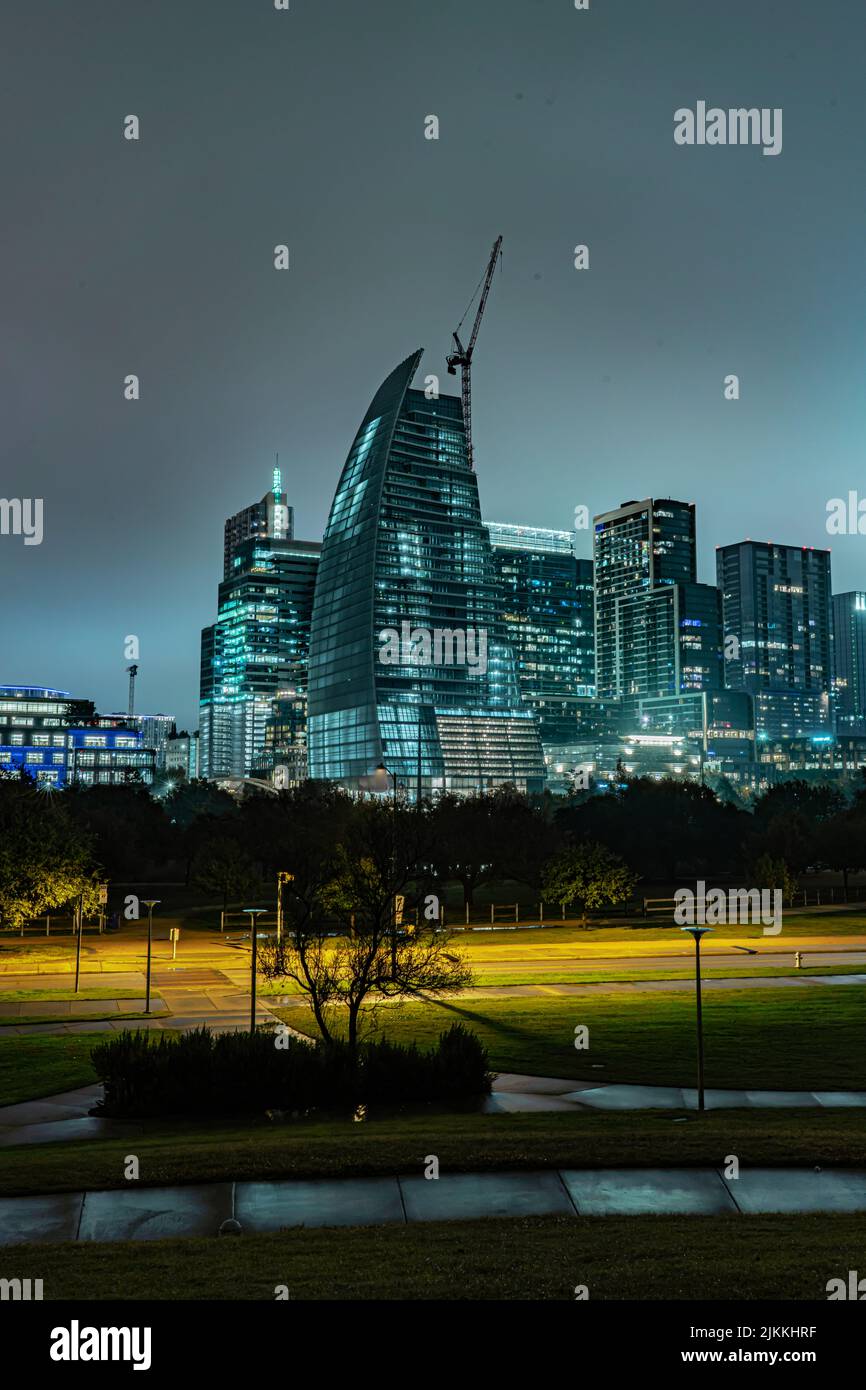A vertical shot of a new Google building under construction in Austin ...