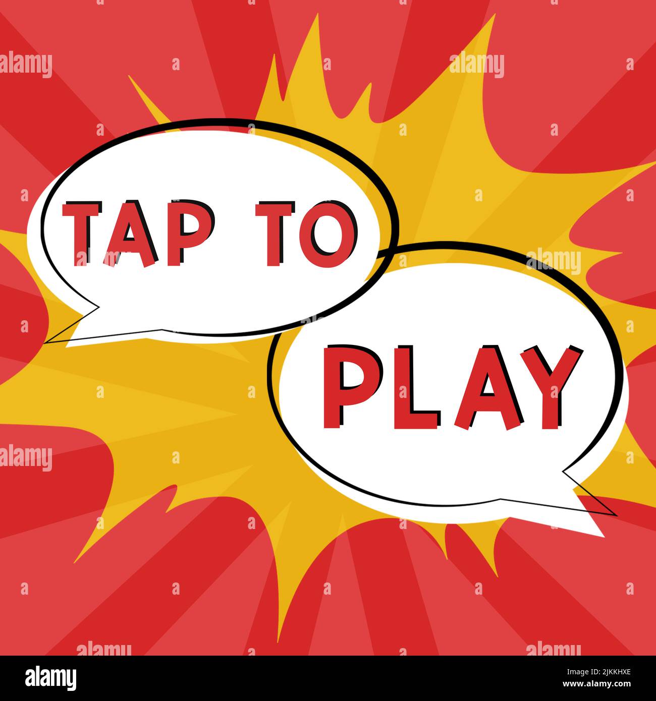 Text caption presenting Tap To Play. Word for Touch the screen to start ...