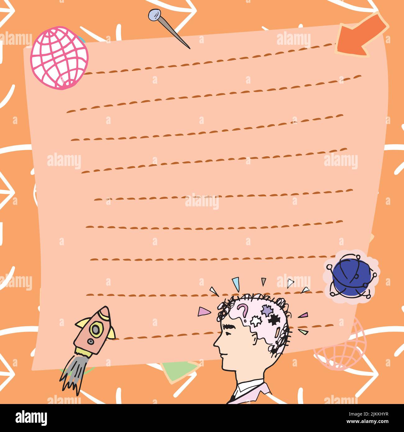 Man Thinking New Creative Ideas Presented On Note. Boy Reasoning ...