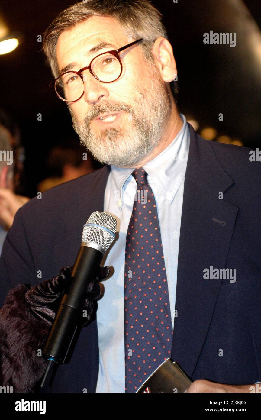 A vertical shot of American filmmaker John Landis being interviewed at ...