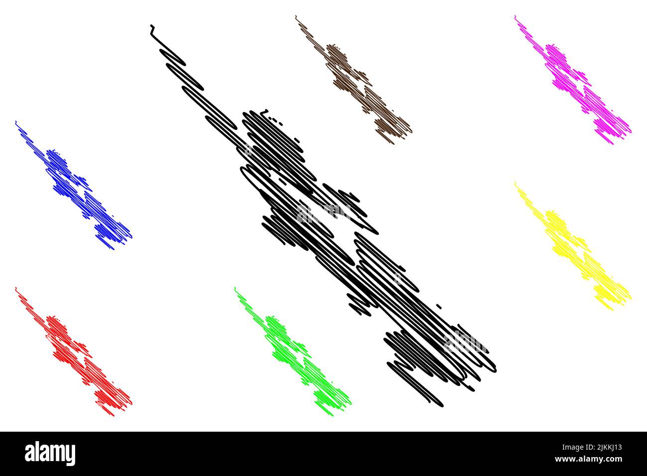 Pag island (Republic of Croatia, Adriatic Sea) map vector illustration ...