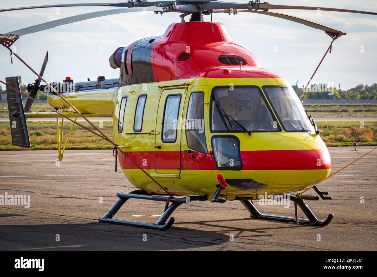 Close-up modern medical helicopter at the helipad Stock Photo - Alamy