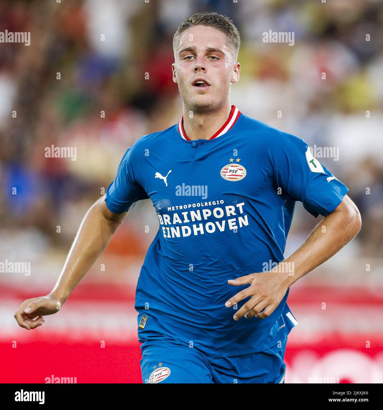 MONACO - Joey Veerman of PSV Eindhoven celebrates 0-1 during the UEFA ...