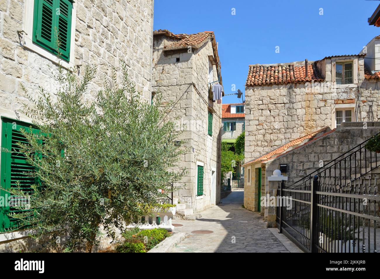 A view of old houses in the medieval quarter of Split in Croatia Stock ...