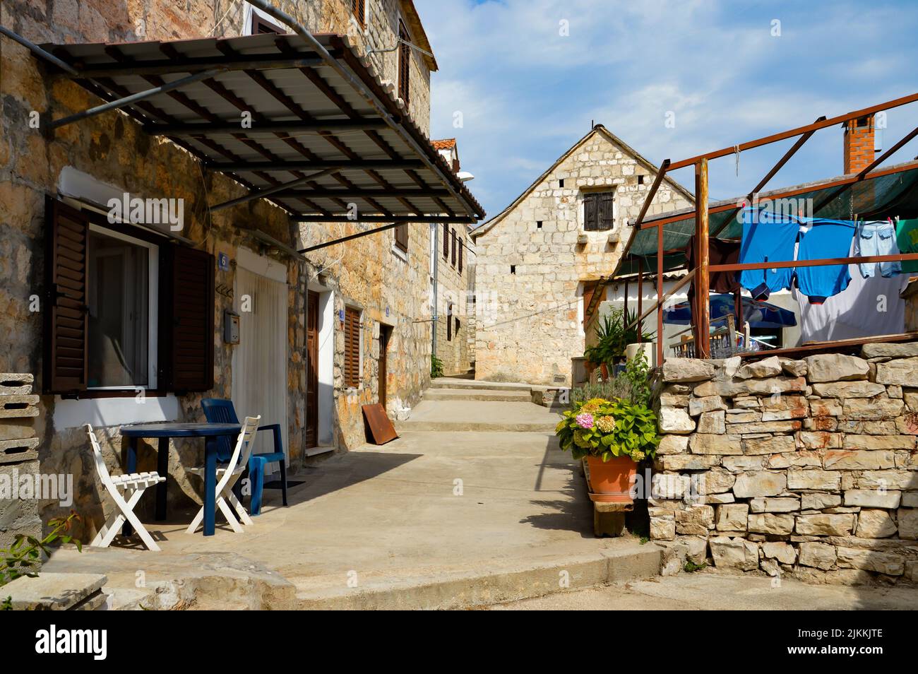 A street in the historic center of Split, an ancient city in Croatia ...