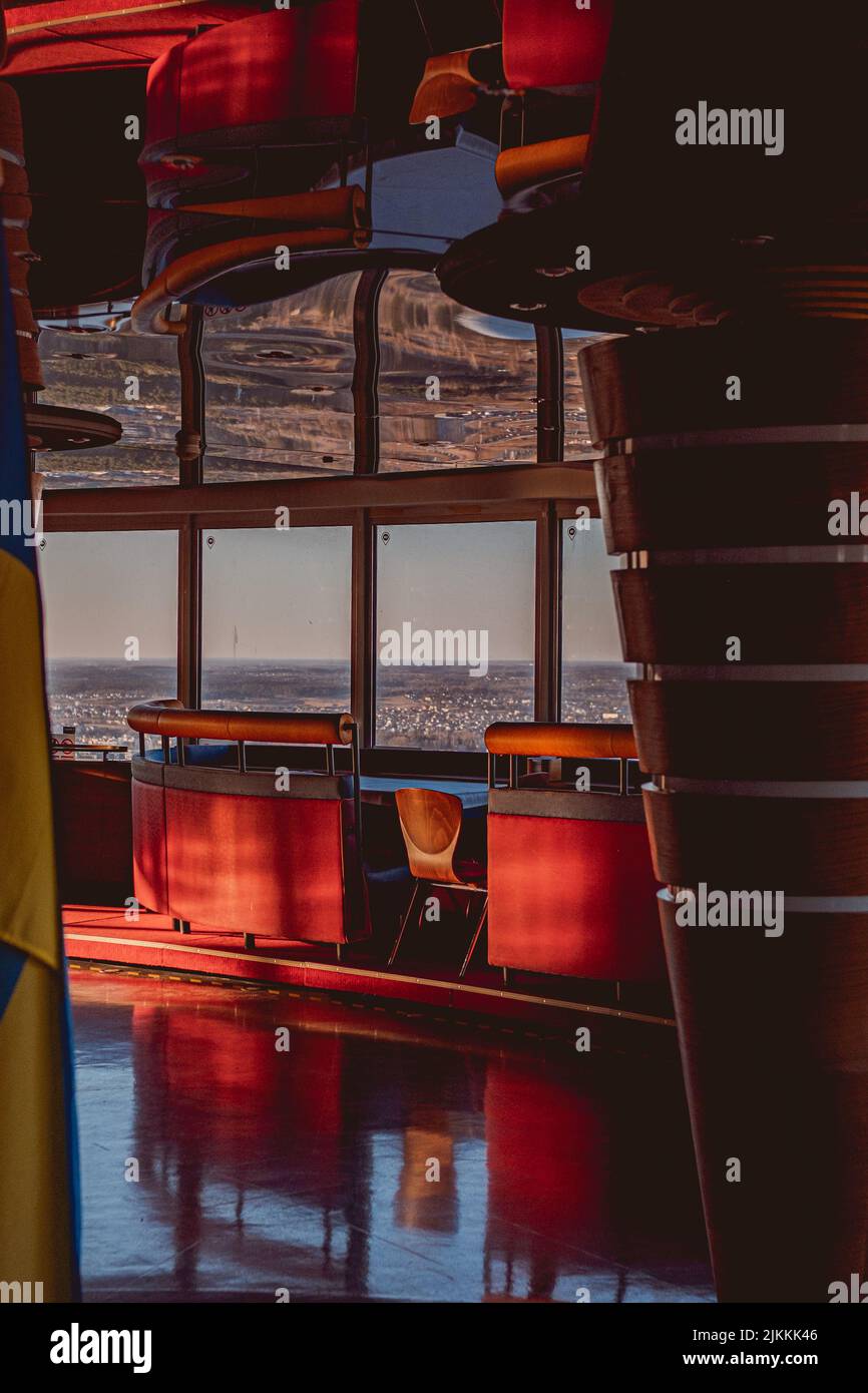 A vertical shot of the inside of a TV tower in Vilnius, Lithuania Stock ...