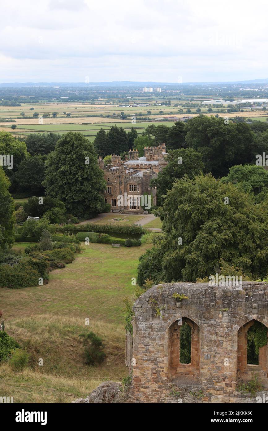 A bird's eye view of Hawarden Castle during daytime in Hawarden ...