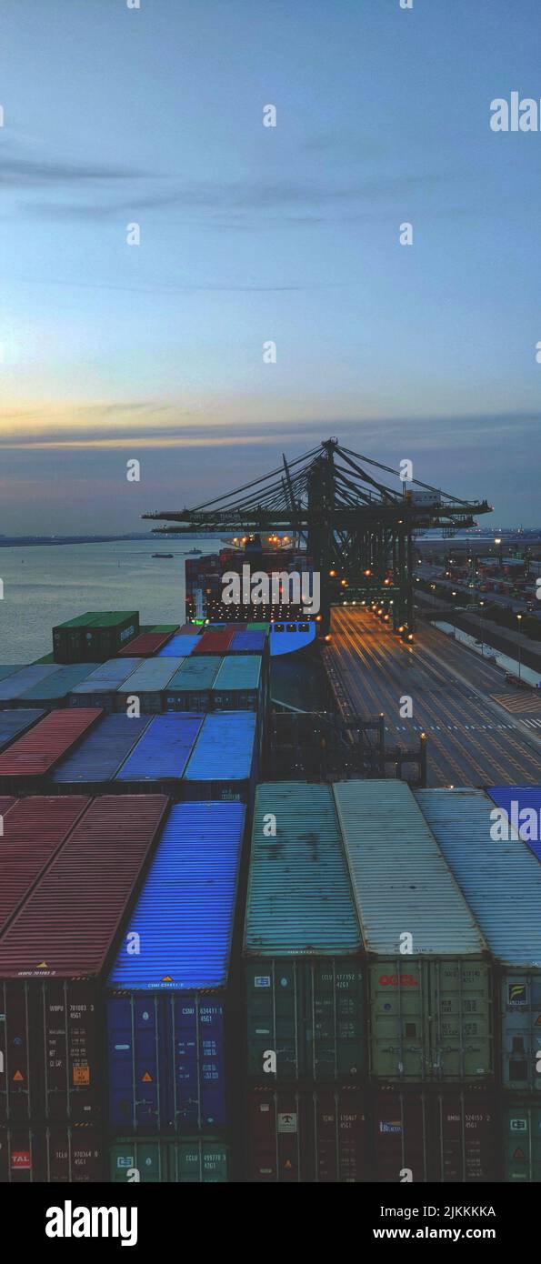 Container port vertical hi-res stock photography and images - Alamy
