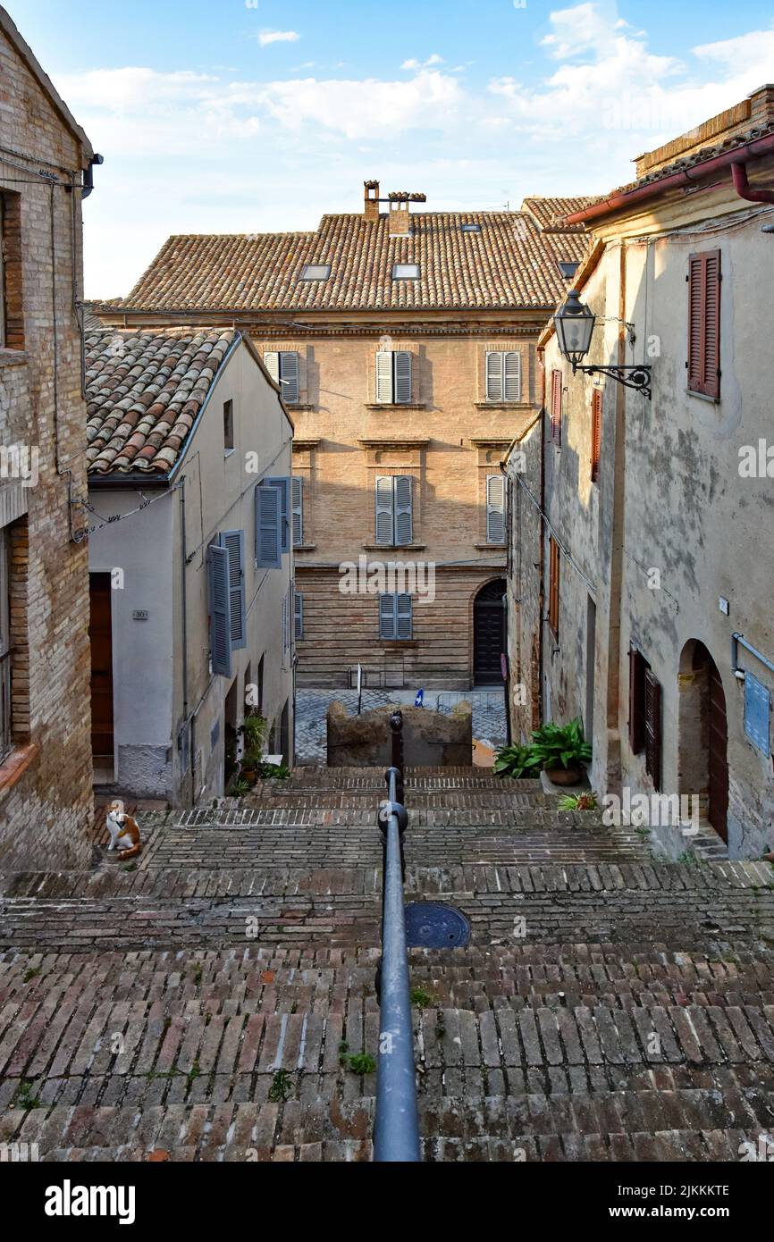 A narrow street of Civitanova Alta, a medieval town in the Marche region of Italy Stock Photo ...