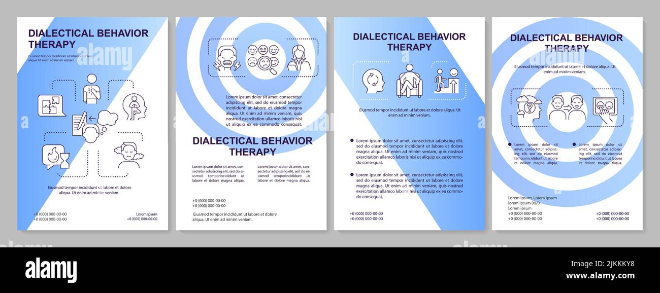 Dialectical behavior therapy blue brochure template Stock Vector Image ...