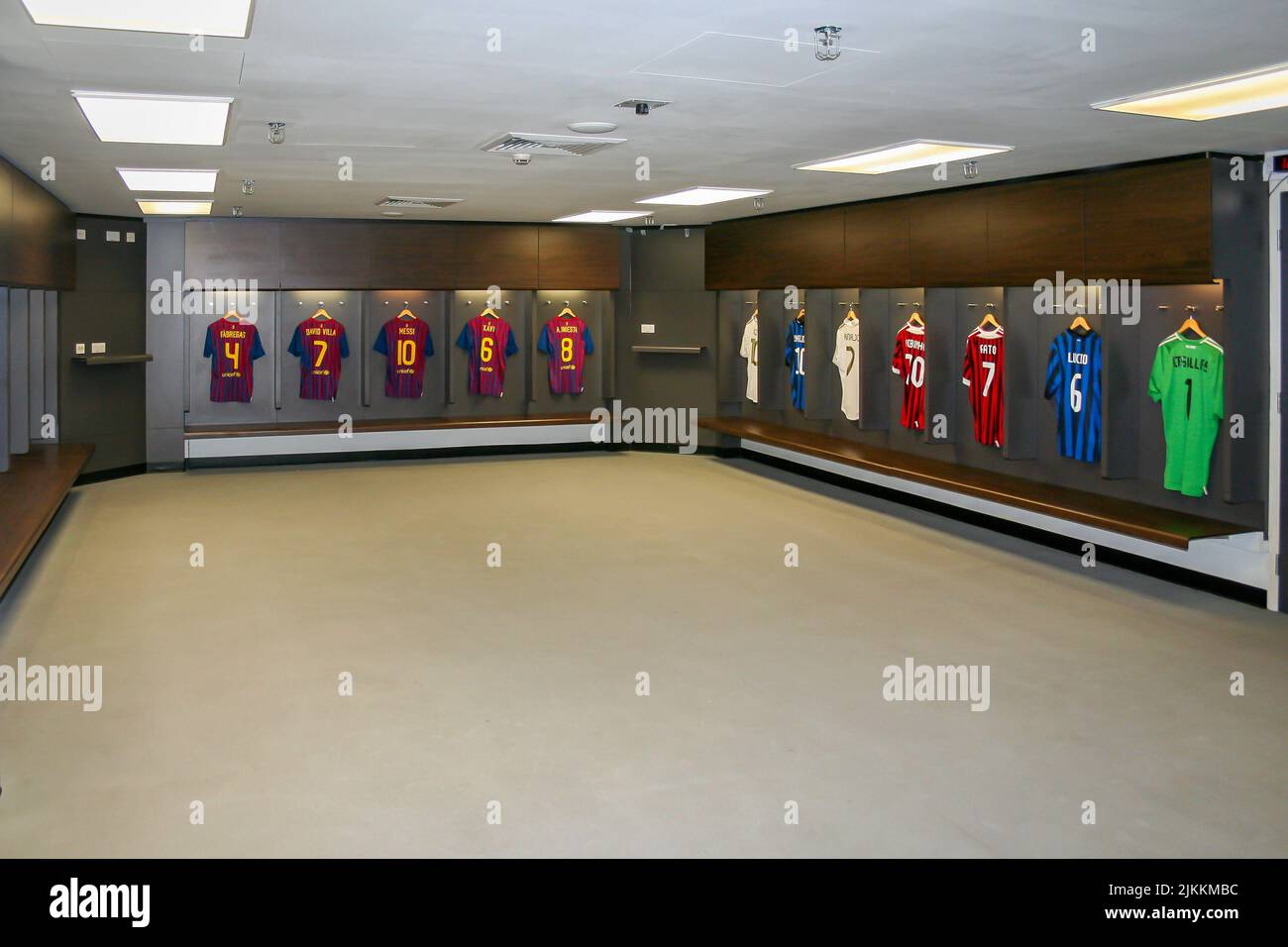 A horizontal shot of a football team uniforms in the famous Wembley ...