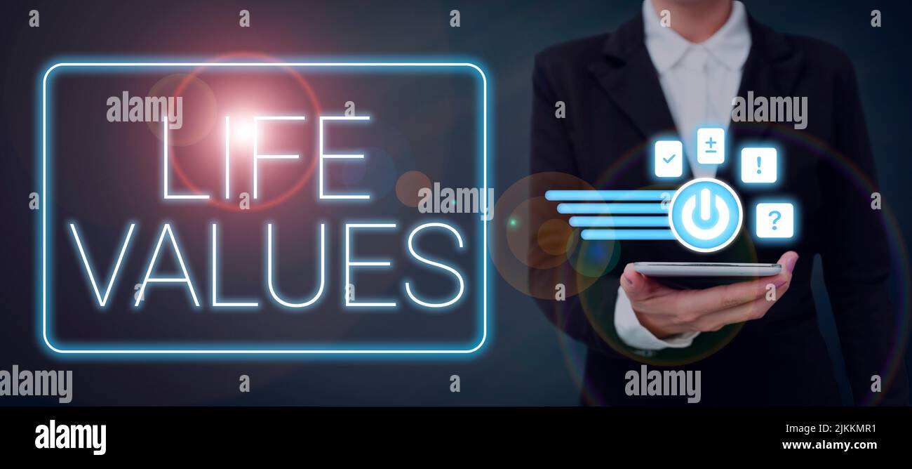 Conceptual caption Life Values. Concept meaning things that you believe ...