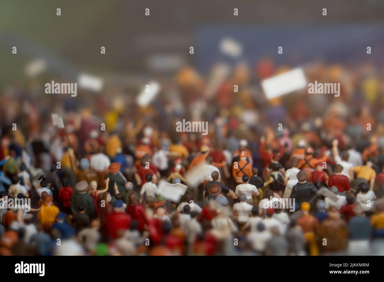 Mini figures crowd standing demonstration, selective focus Stock Photo ...
