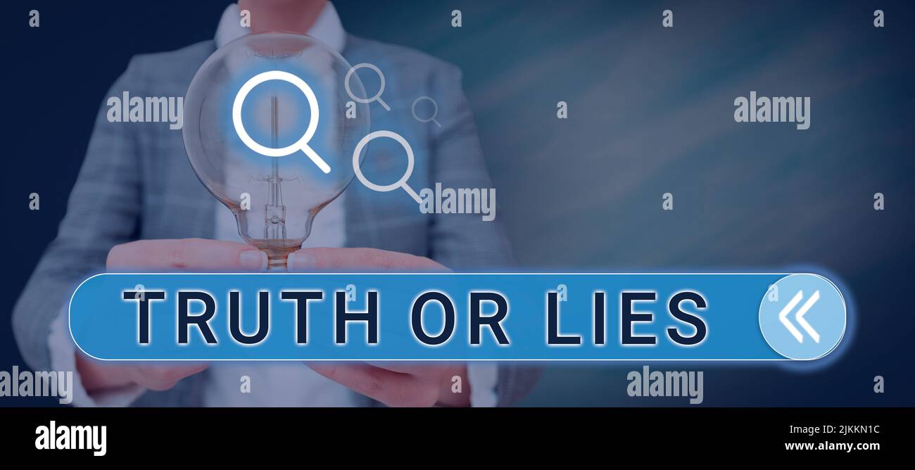 Hand writing sign Truth Or Lies. Business approach Decide between a ...