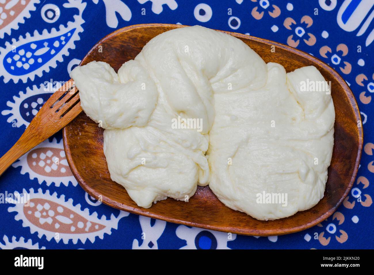 The Georgian traditional food Elarji baked and ready to eat on the ...