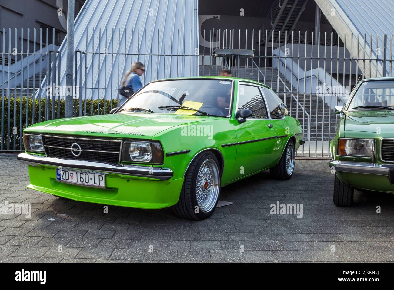 A green Opel Ascna car, displayed at a classic car exhibition in Zadar ...