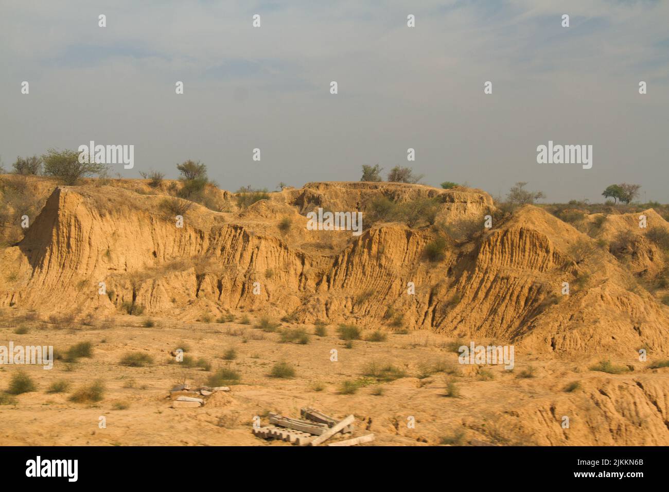 panning photograph of uncultivated land, view from a train Stock Photo ...