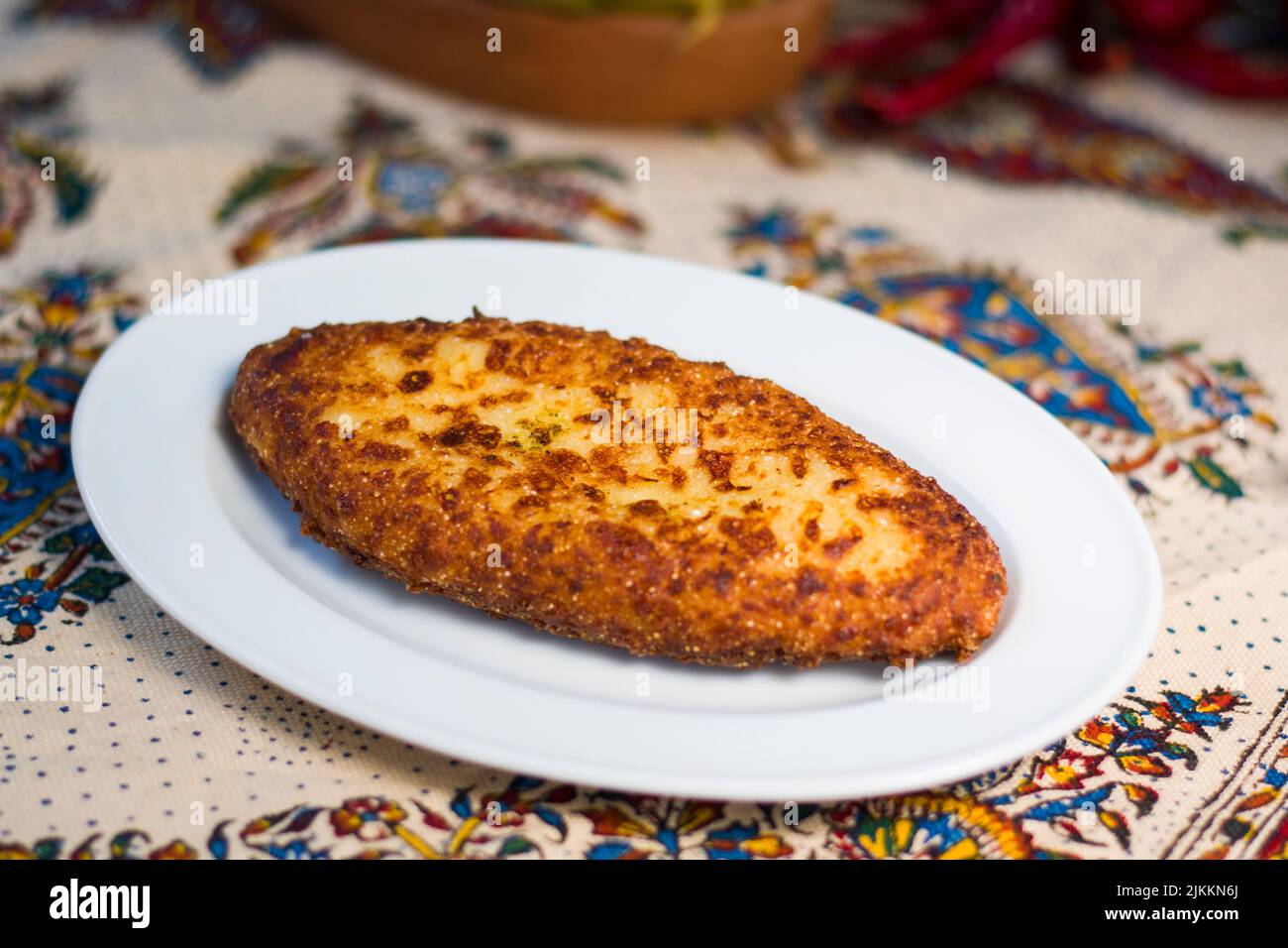 Georgian traditional food Chvishtari, corn meal with cheese and corn ...