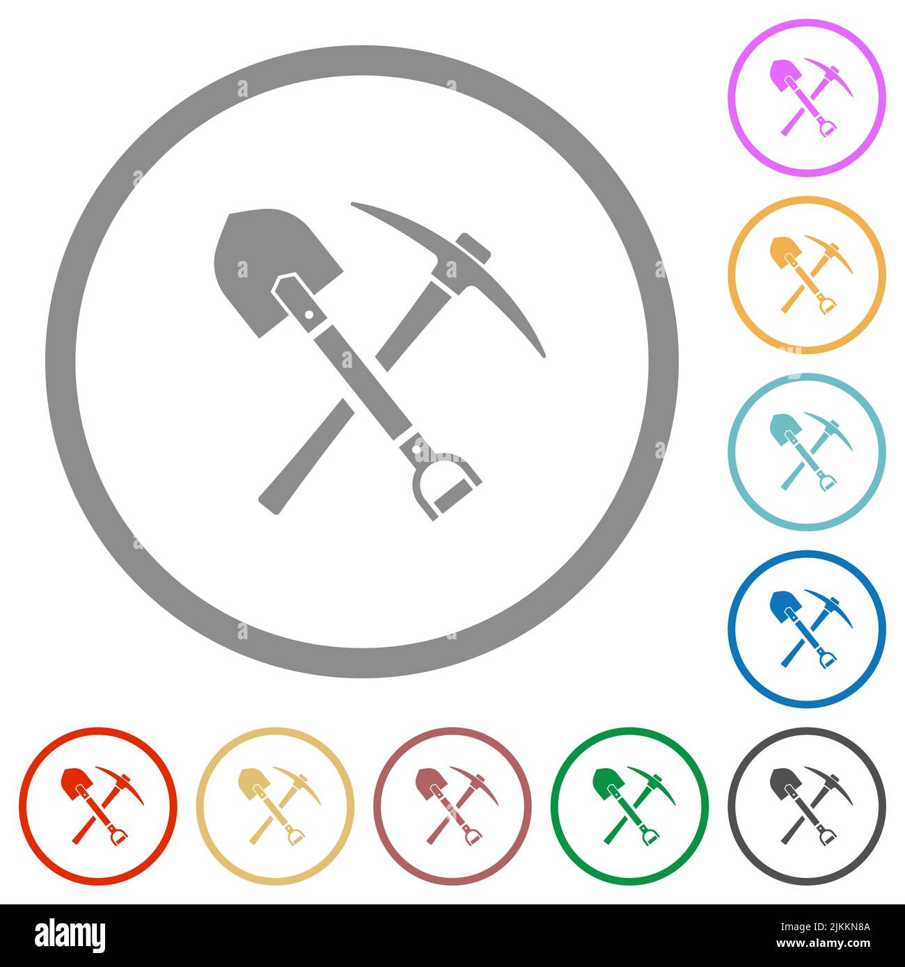shovel and pickaxe flat color icons in round outlines on white background Stock Vector Image ...