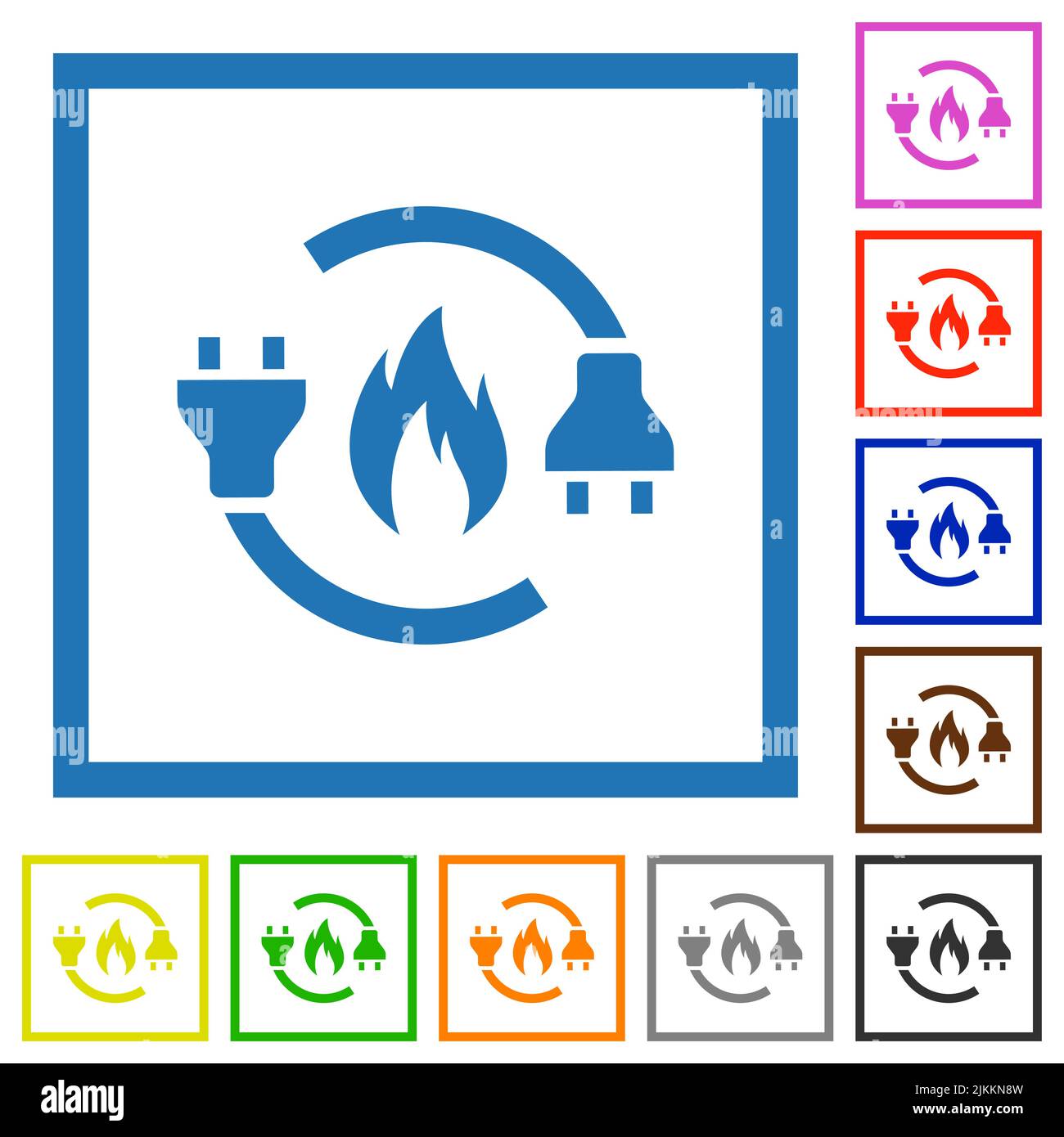 Gas energy flat color icons in square frames on white background Stock ...