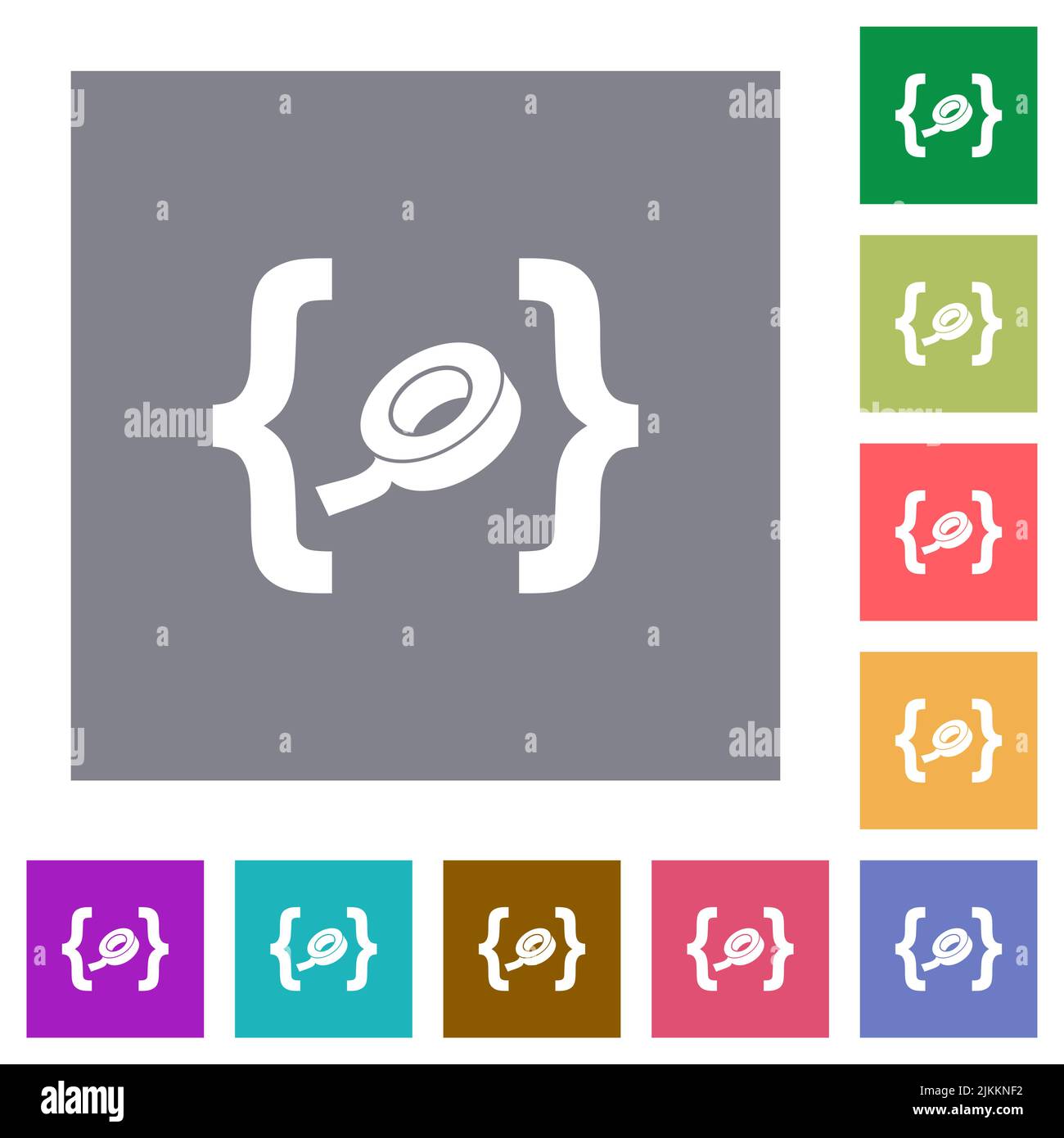 Software patch flat icons on simple color square backgrounds Stock ...