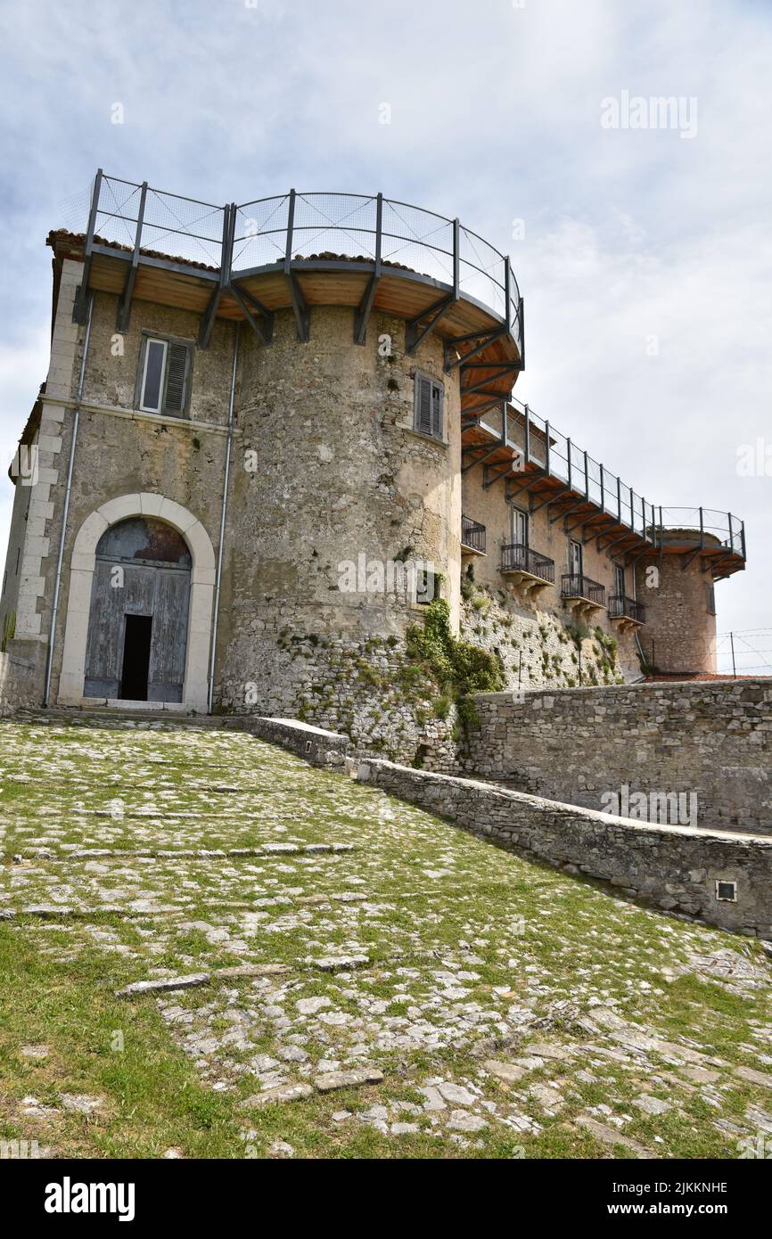 A beautiful shot of the medieval castle of Macchiagodena village in the ...