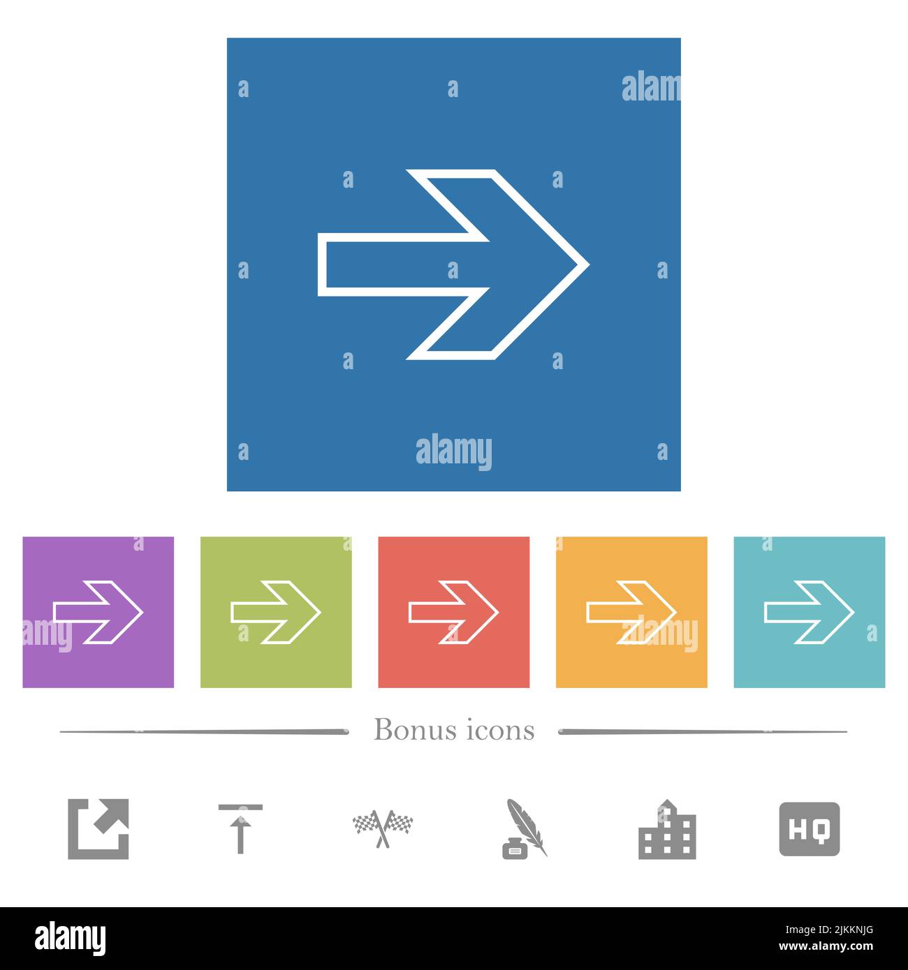 Right arrow outline flat white icons in square backgrounds. 6 bonus ...