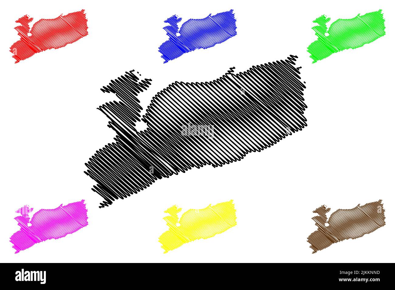 Otroya island (Kingdom of Norway) map vector illustration, scribble ...