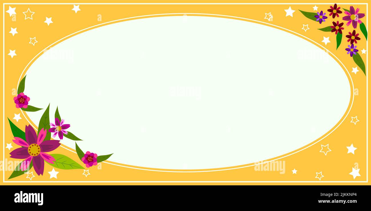Frame With Leaves And Flowers Around And Important Announcements Inside ...