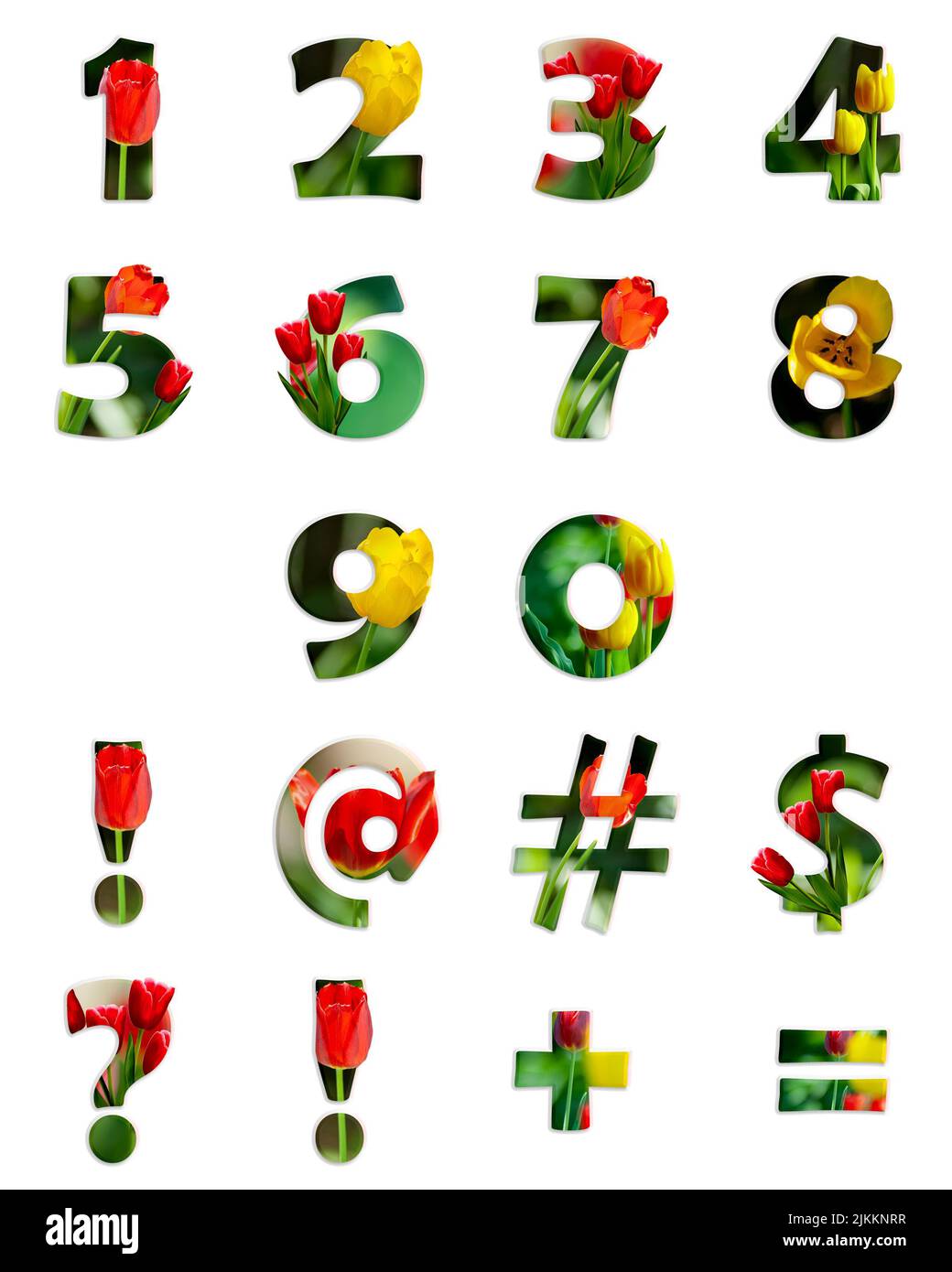 Decorative Numbers With Watercolor Flower Stock Photo - Alamy