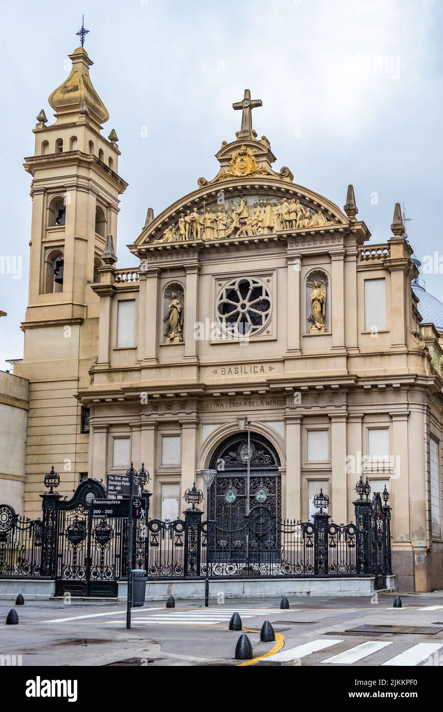 A closeup of a beautiful detailed church architecture in Buenos Aires ...