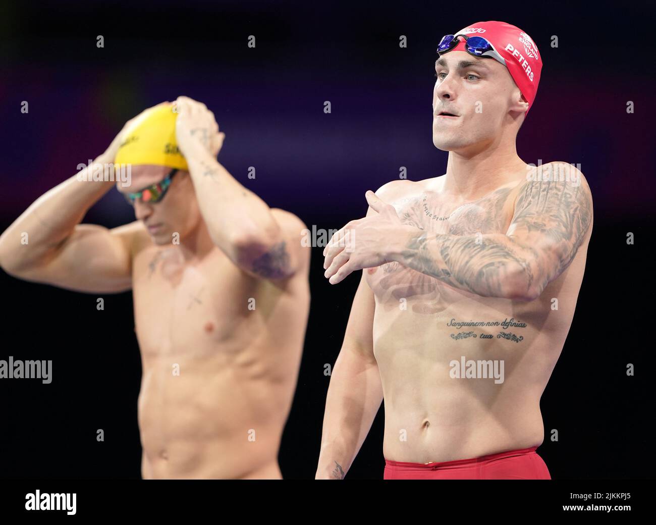 England's Jacob Peters (right) before the Men's 100m Butterfly - Final ...