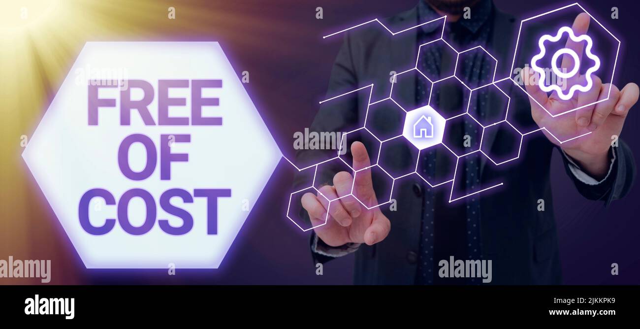 Hand writing sign Free Of Cost. Business showcase No price for a trial ...