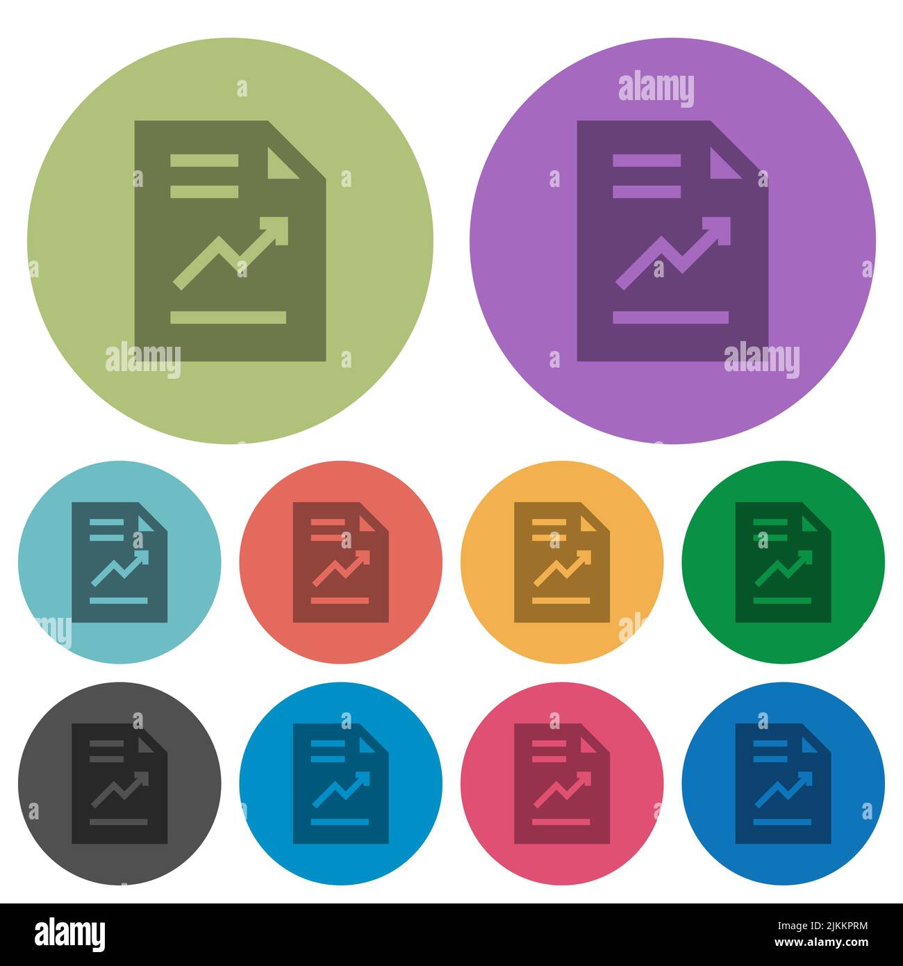 Report with graph solid darker flat icons on color round background ...