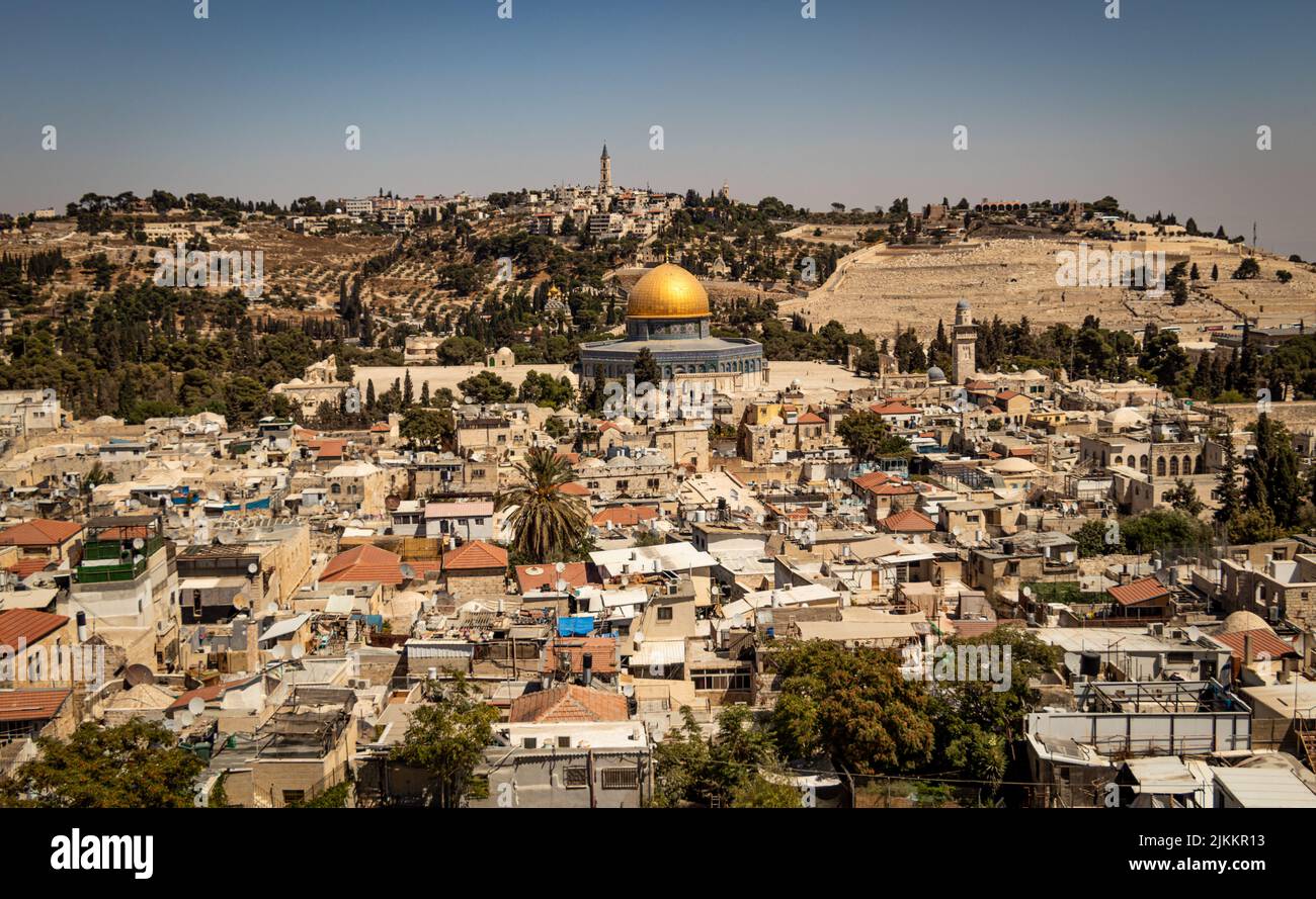 An aerial view of buildings in the Old City of Jerusalem Stock Photo ...