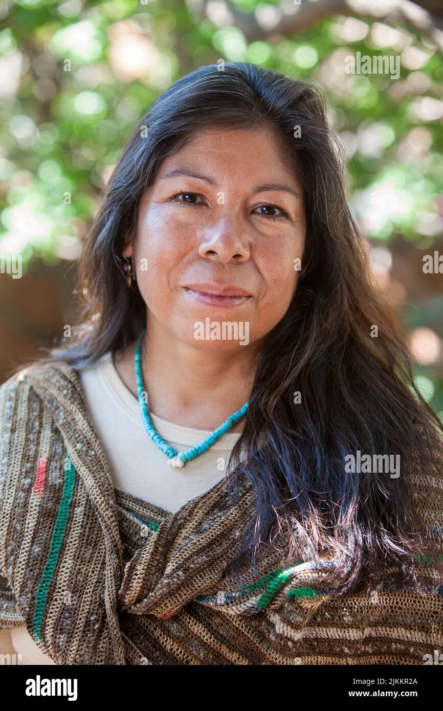 Isleta Pueblo Woman dressed in shawl and turquoise beads. Santa Fe New ...