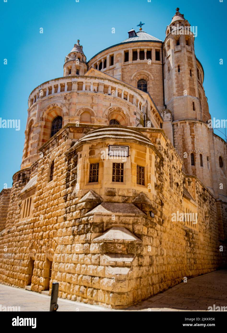A vertical shot of a historic fortress in the Old City of Jerusalem ...