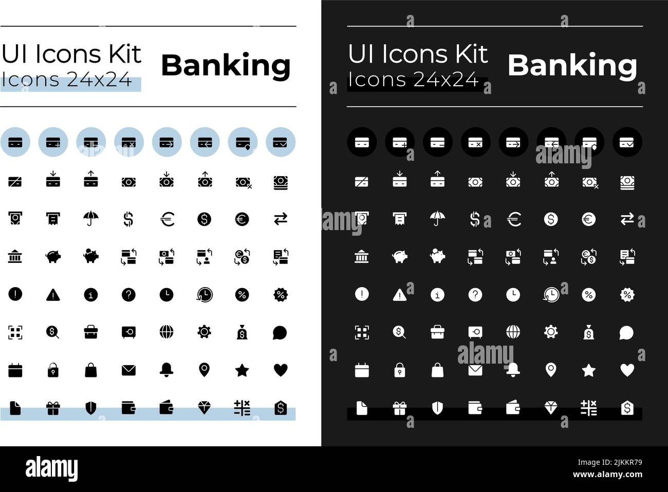 Banking glyph ui icons set for dark, light mode Stock Vector Image ...