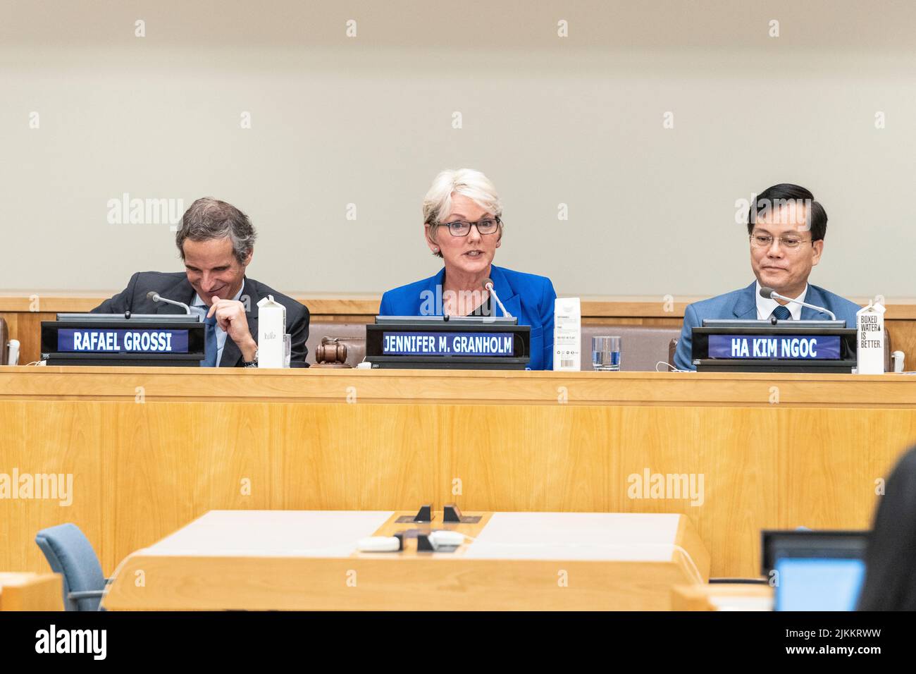 New York, NY - August 2, 2022: Jennifer Granholm speaks during panel ... New York, NY - August 2, 2022: Jennifer Granholm speaks during panel ...
