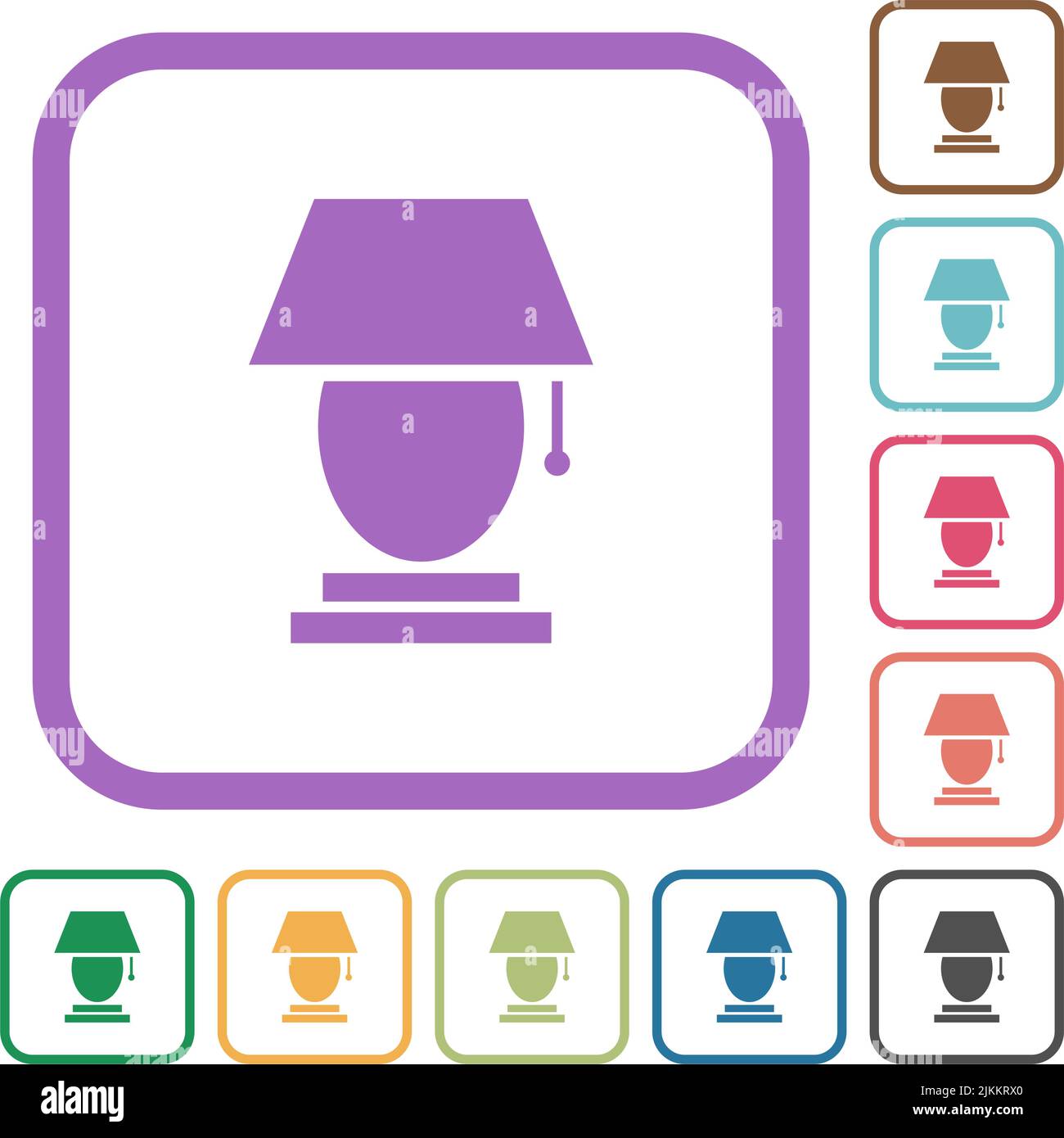 Table lamp simple icons in color rounded square frames on white background Stock Vector Image ...