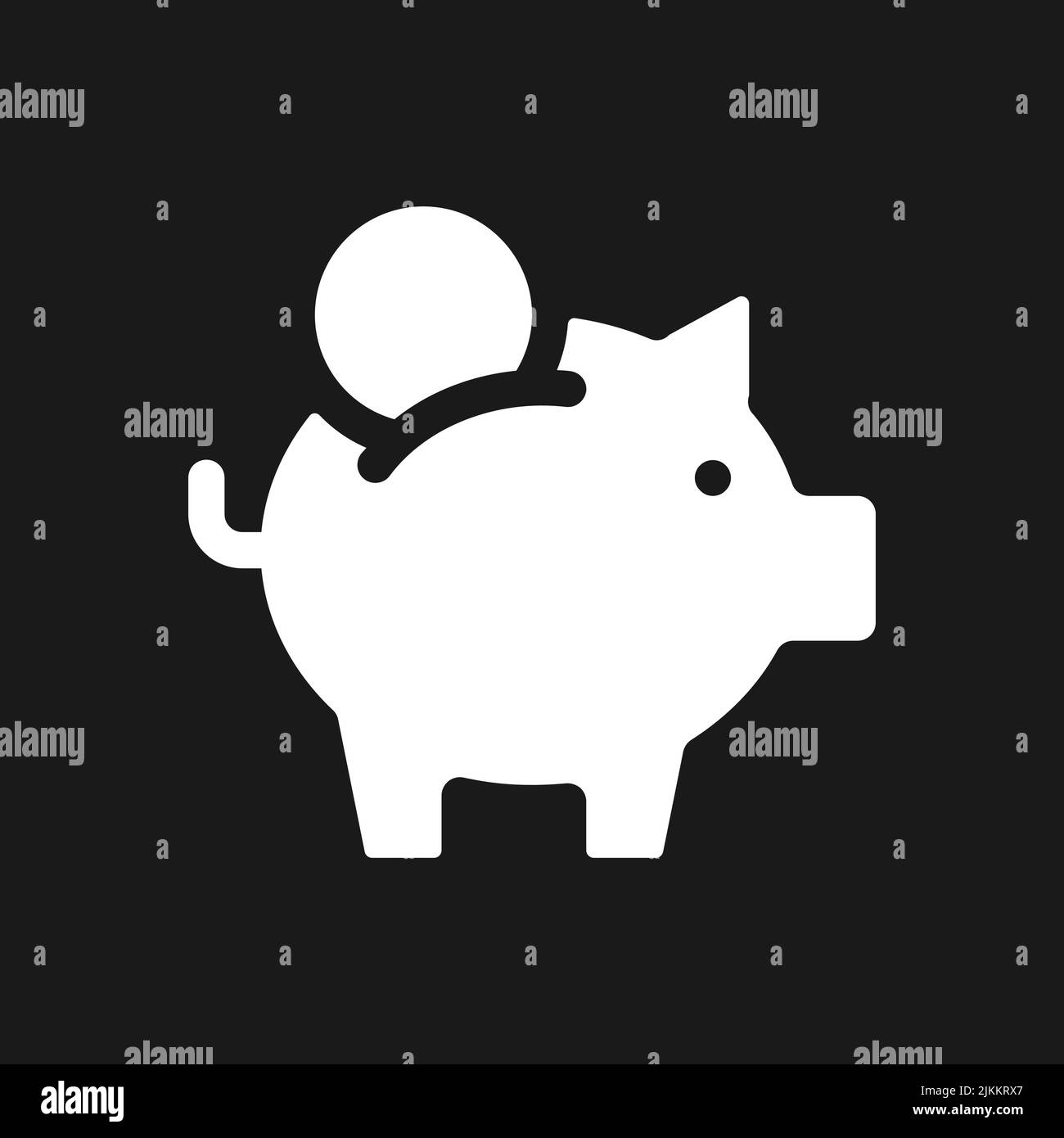 Put coin into piggy bank dark mode glyph ui icon Stock Vector Image ...