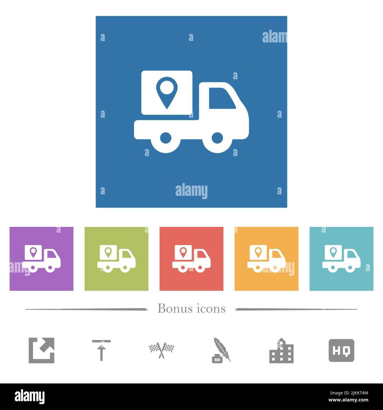 Package delivery tracking solid flat white icons in square backgrounds ...