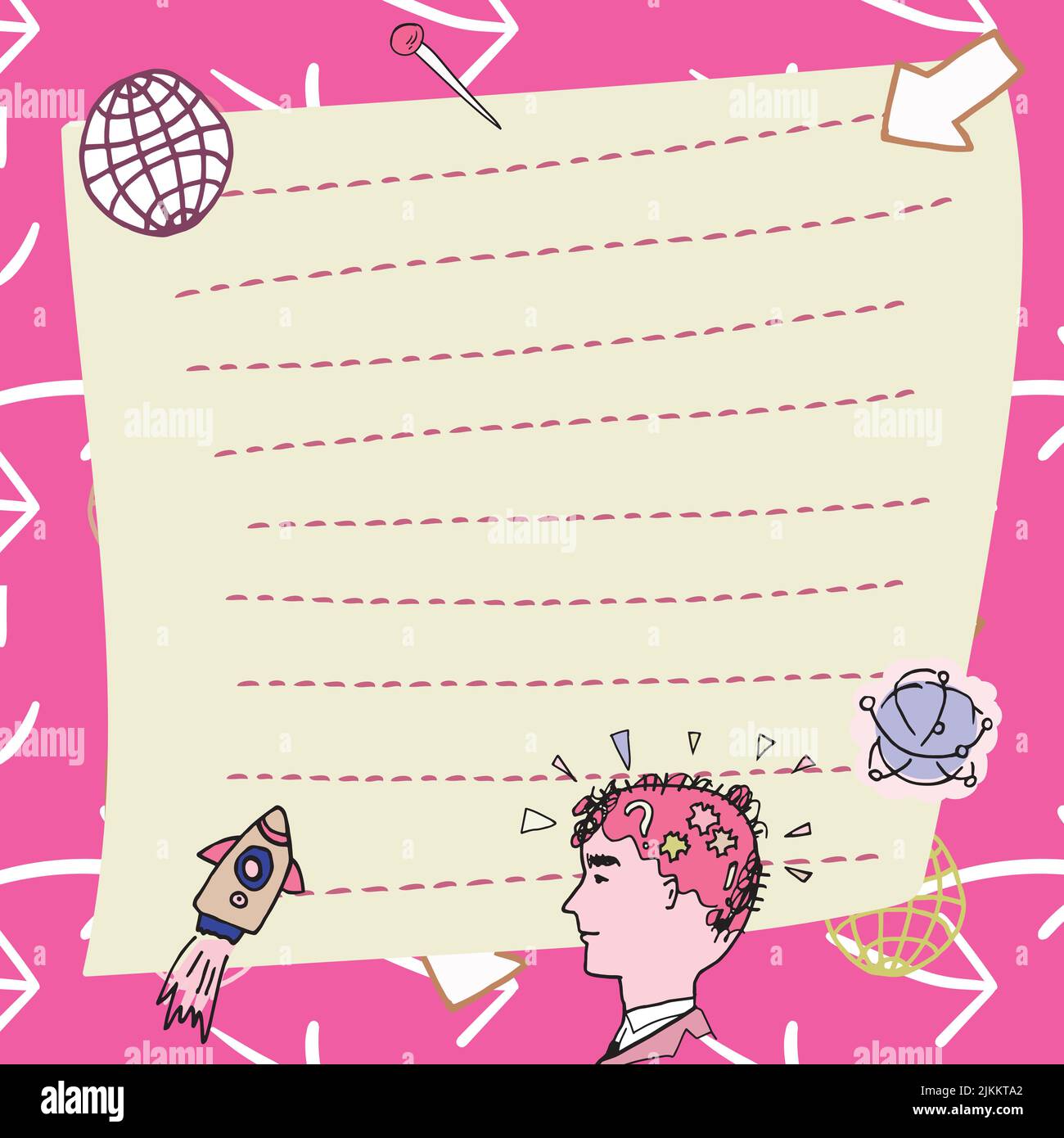 Man Thinking New Creative Ideas Presented On Note. Boy Reasoning ...