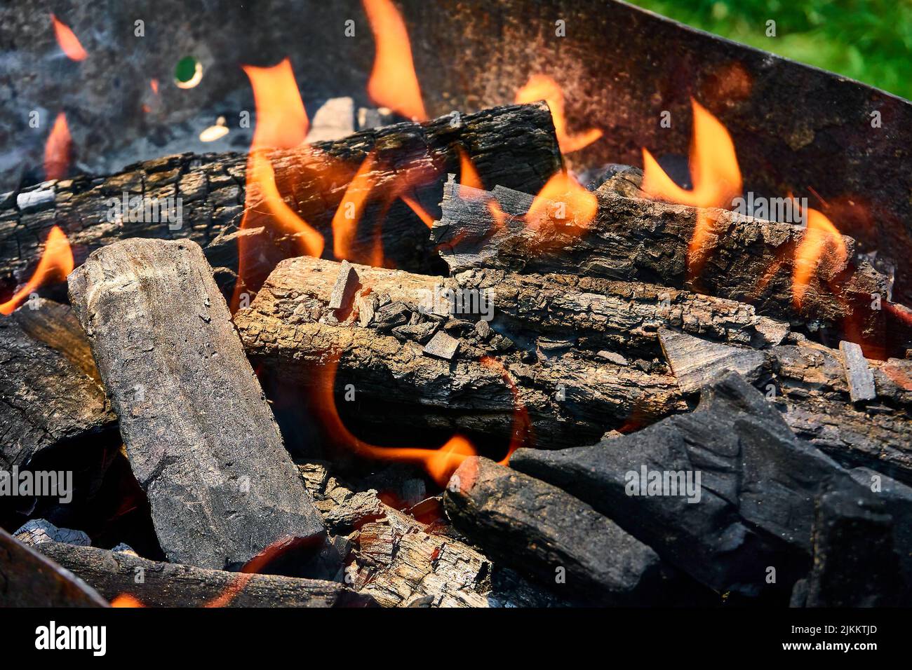 Charcoal burning for barbecues, roasting meat, floating trick Stock ...