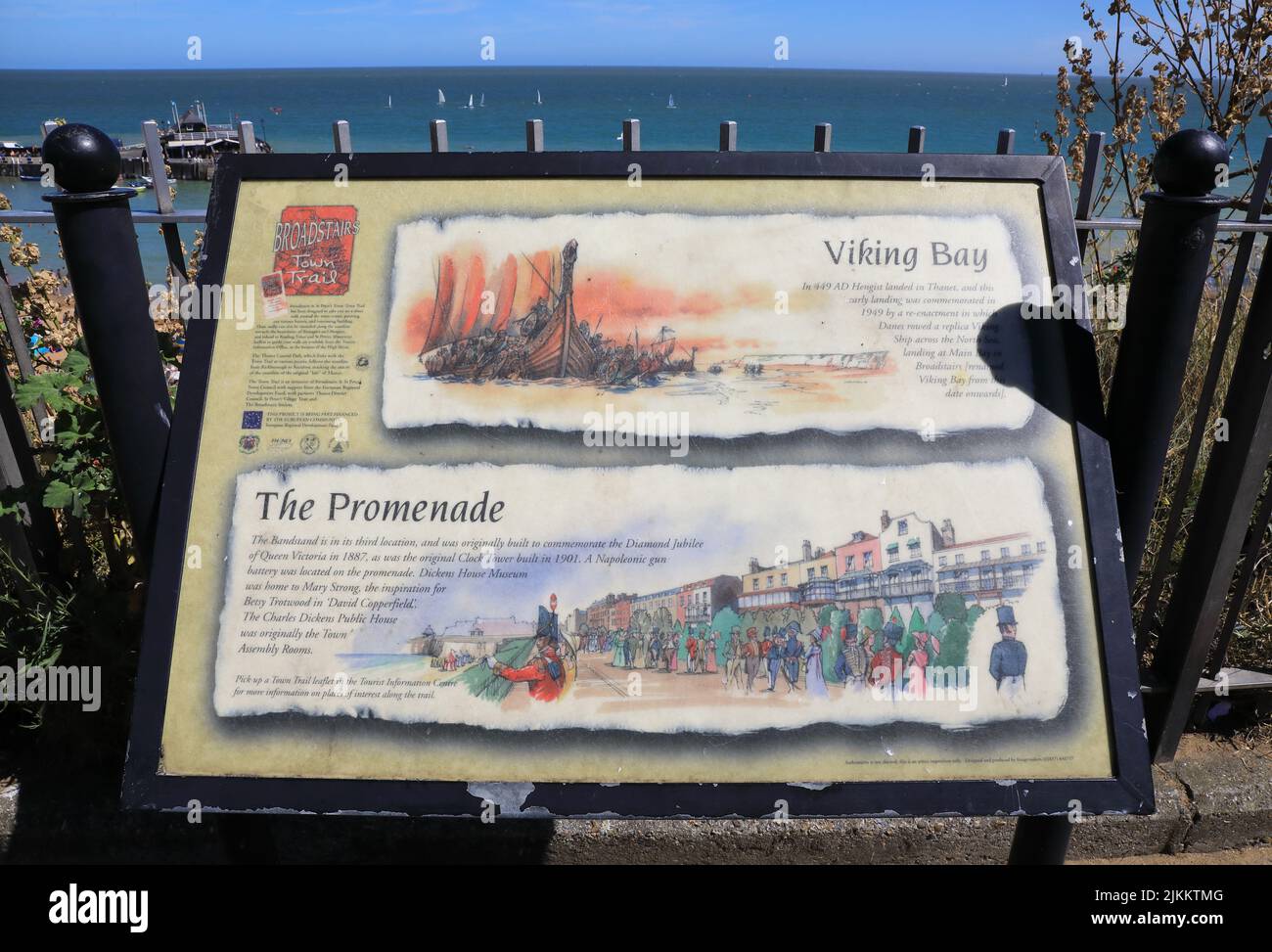 Information signs on the historical Town Trail, in seaside Broadstairs ...