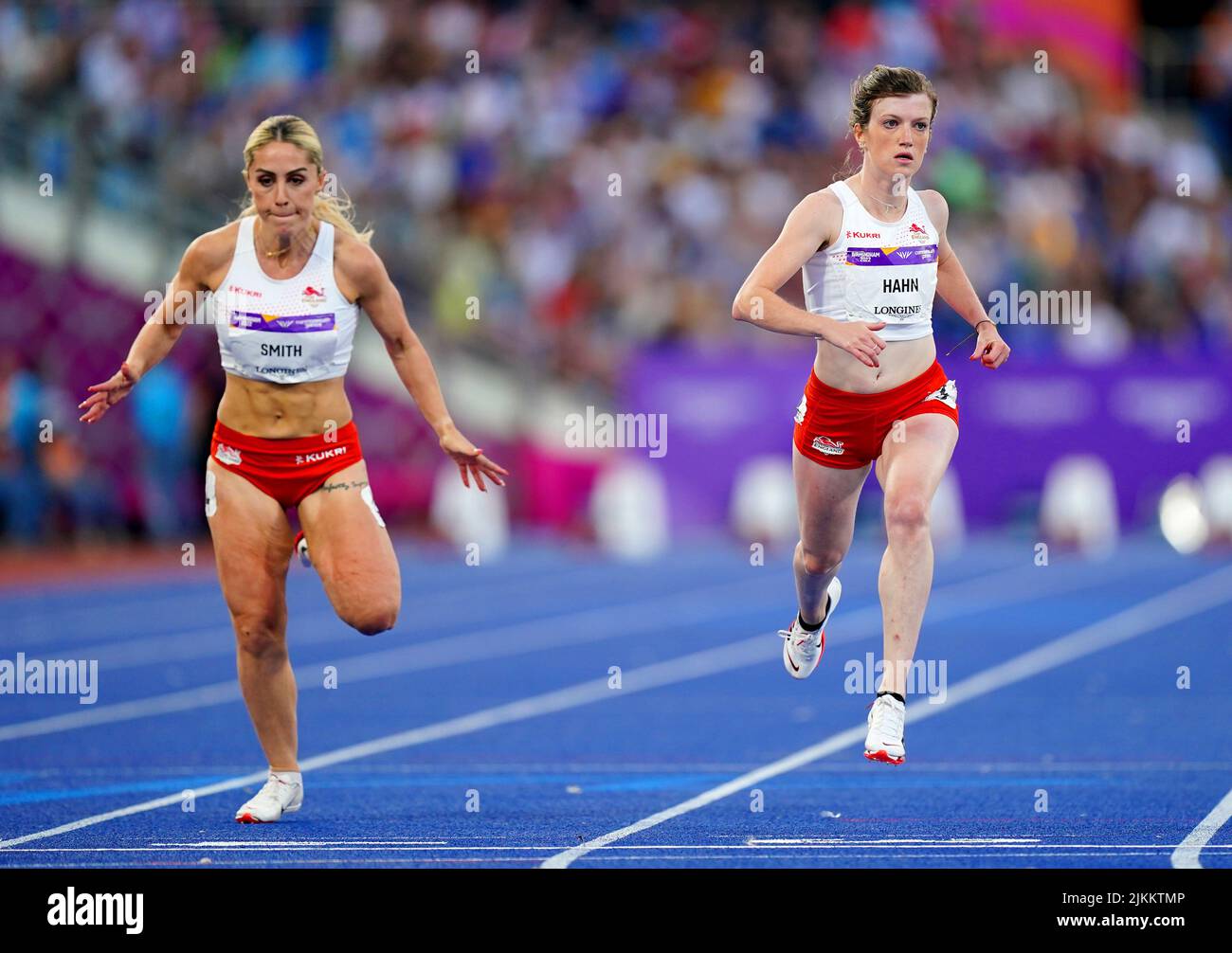 England's Ali Smith (left) and Sophie Hahn in action during the Women's ...