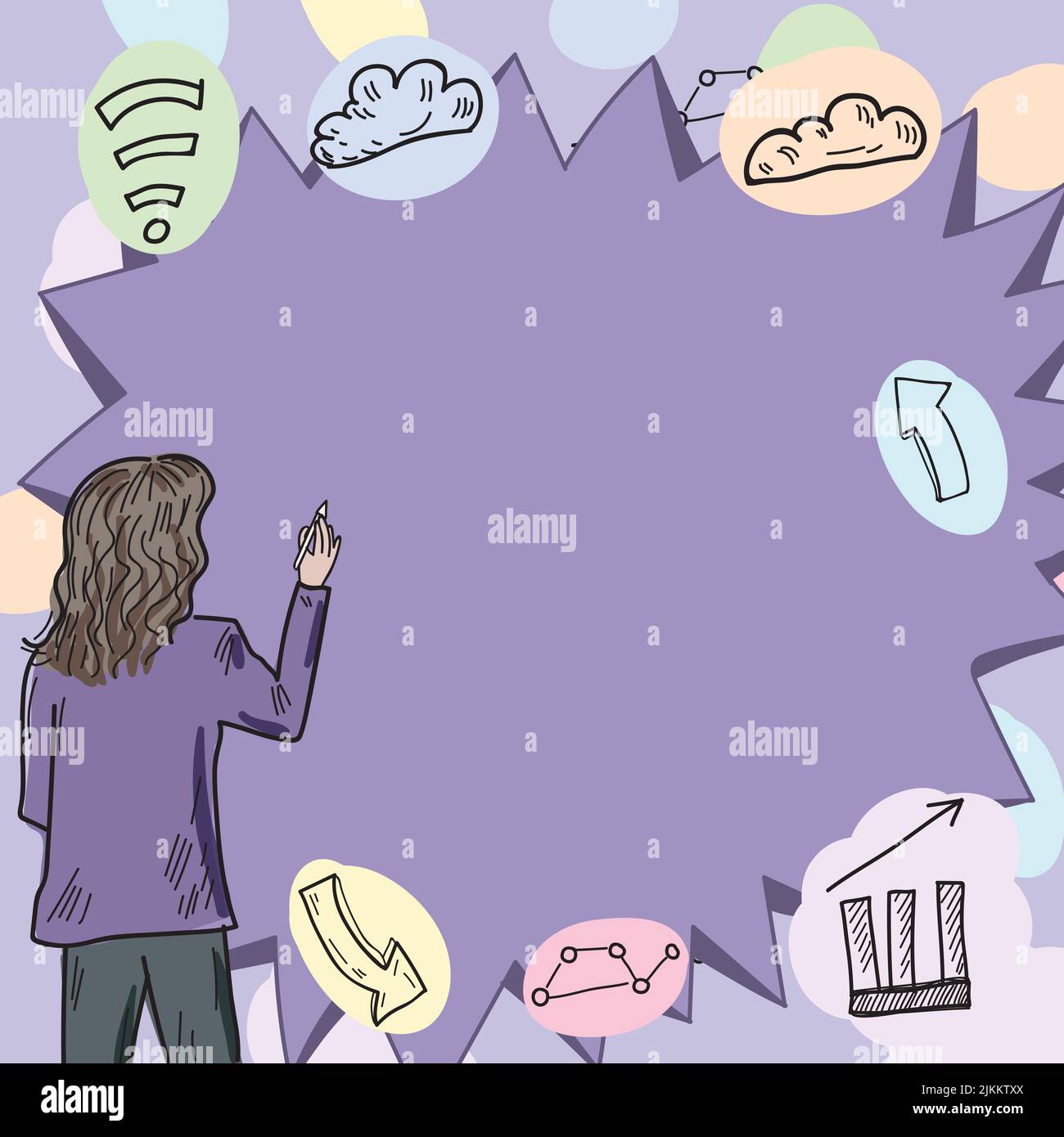 Businesswoman Presenting Important Informations In Box With Text. Woman ...