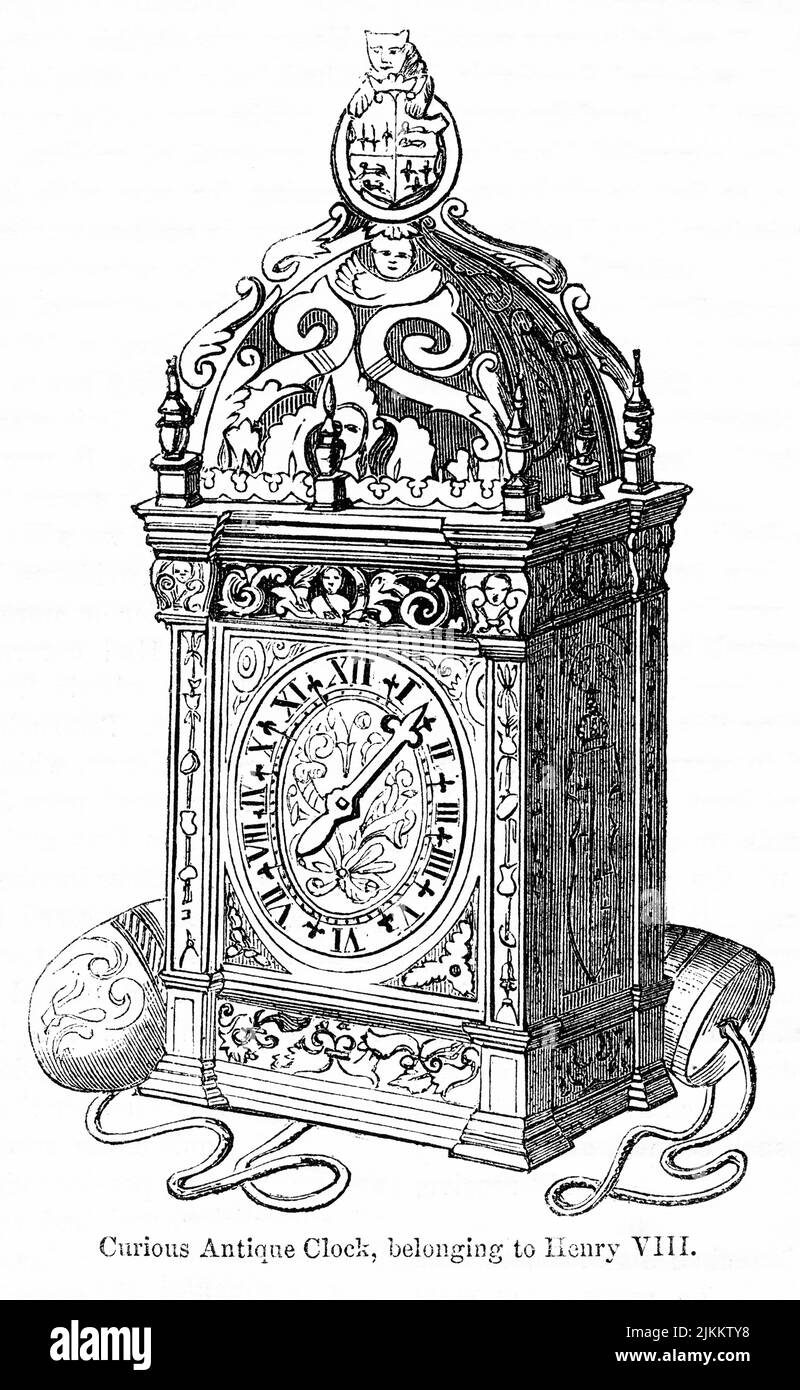 Curious Antique Clock, belonging to Henry VIII, Illustration from the ...