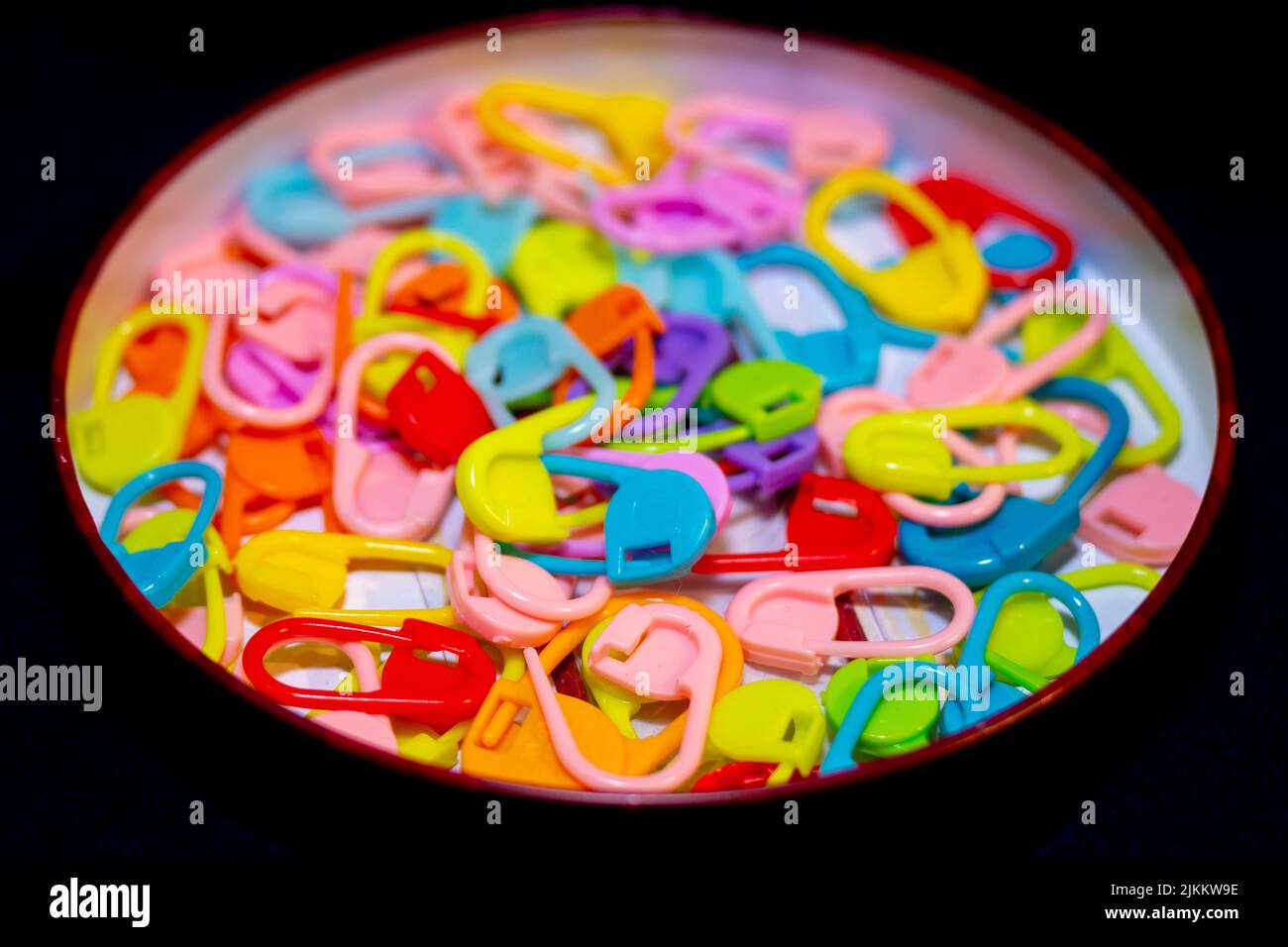 Color tools for knitting crochet different colors Stock Photo - Alamy